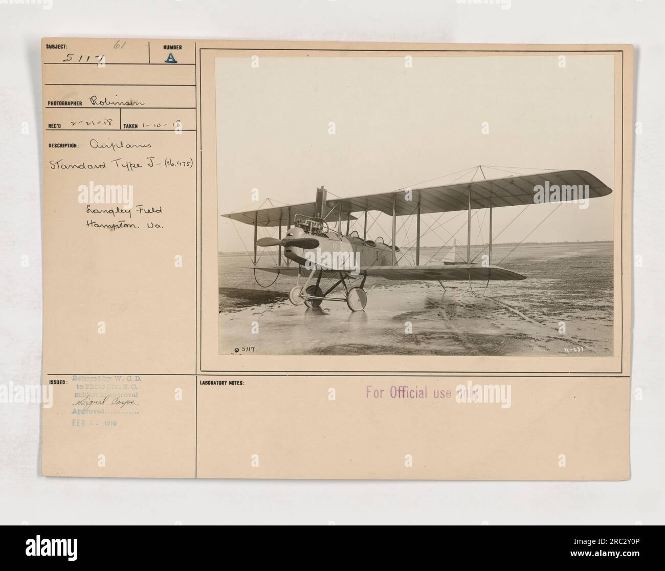 "Standard Type J- on display at Langley Field, Hampton, Virginia. The ...