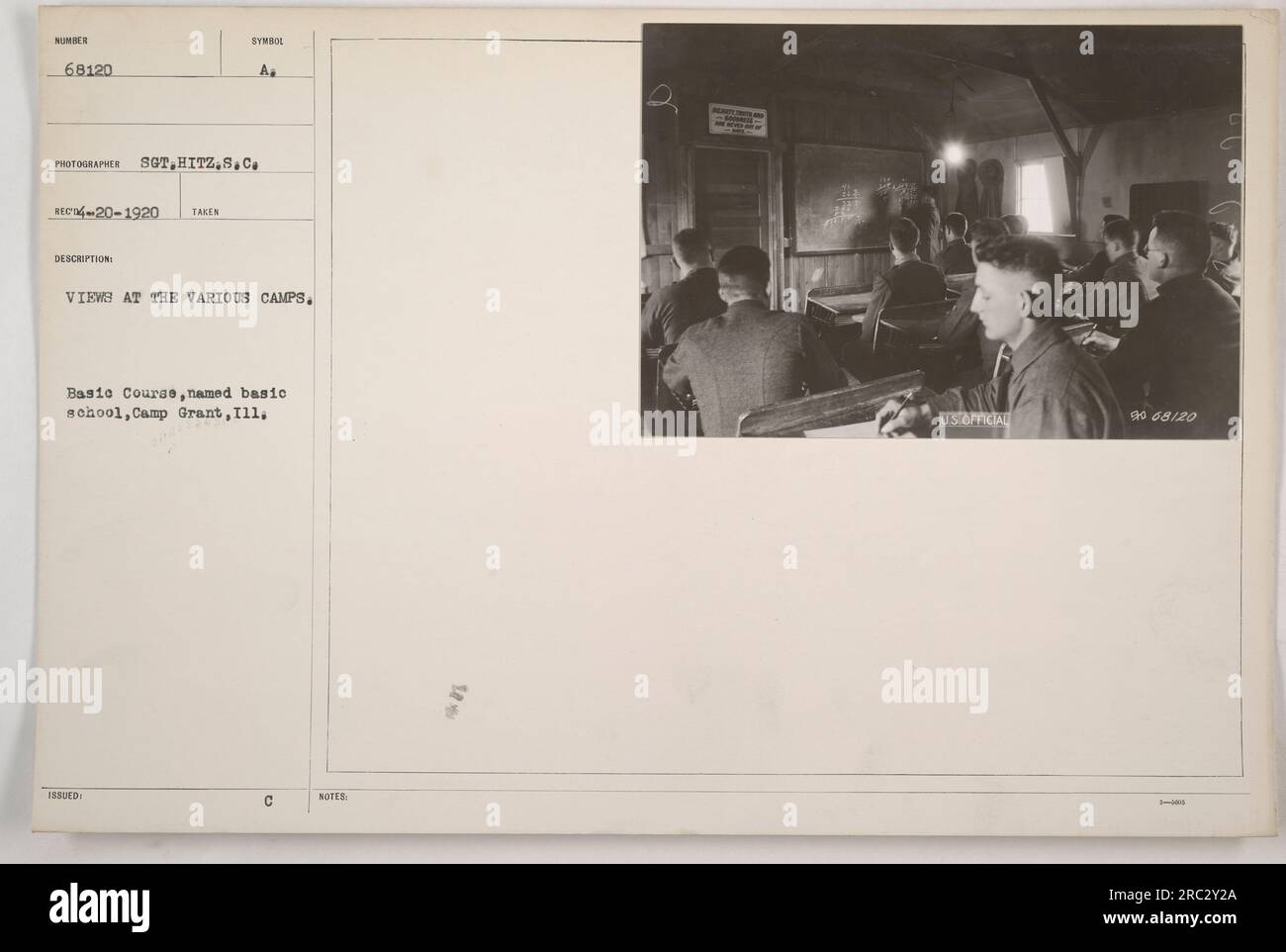 Soldiers undergoing basic training at Camp Grant, Illinois during World ...