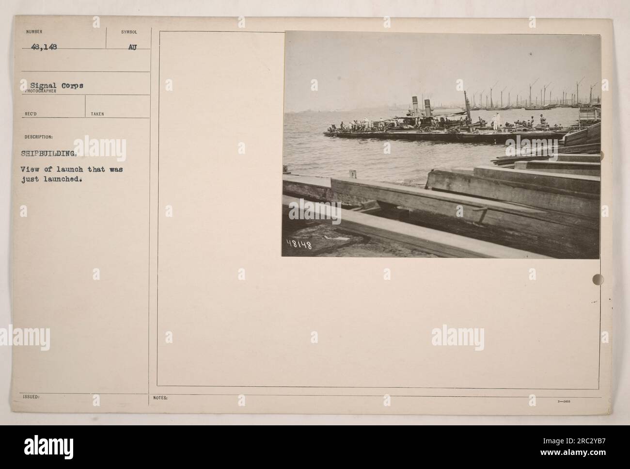 A view of a recently launched ship, named SUNTE. This photograph was ...