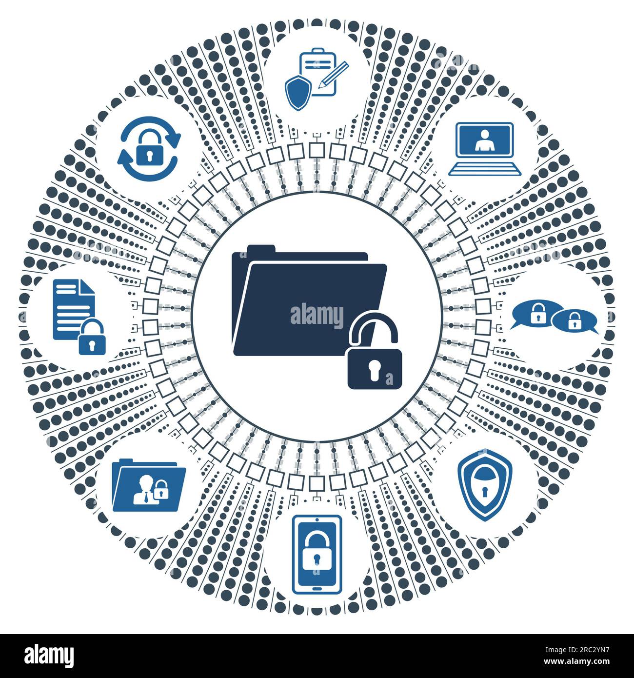 Concept of confidential data with connected icons Stock Photo - Alamy