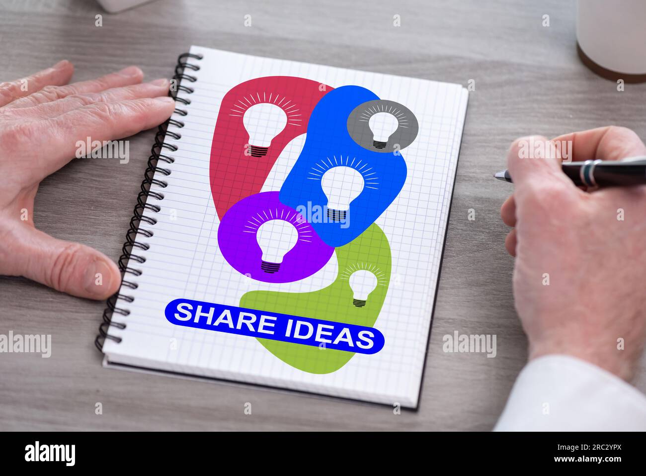 Share ideas concept drawn on a notepad Stock Photo - Alamy