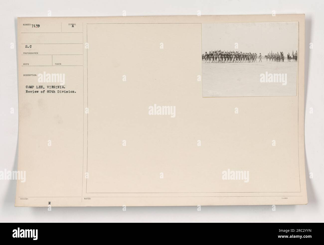 Image 111-SC-7139 shows a review of the 80th Division at Camp Lee ...
