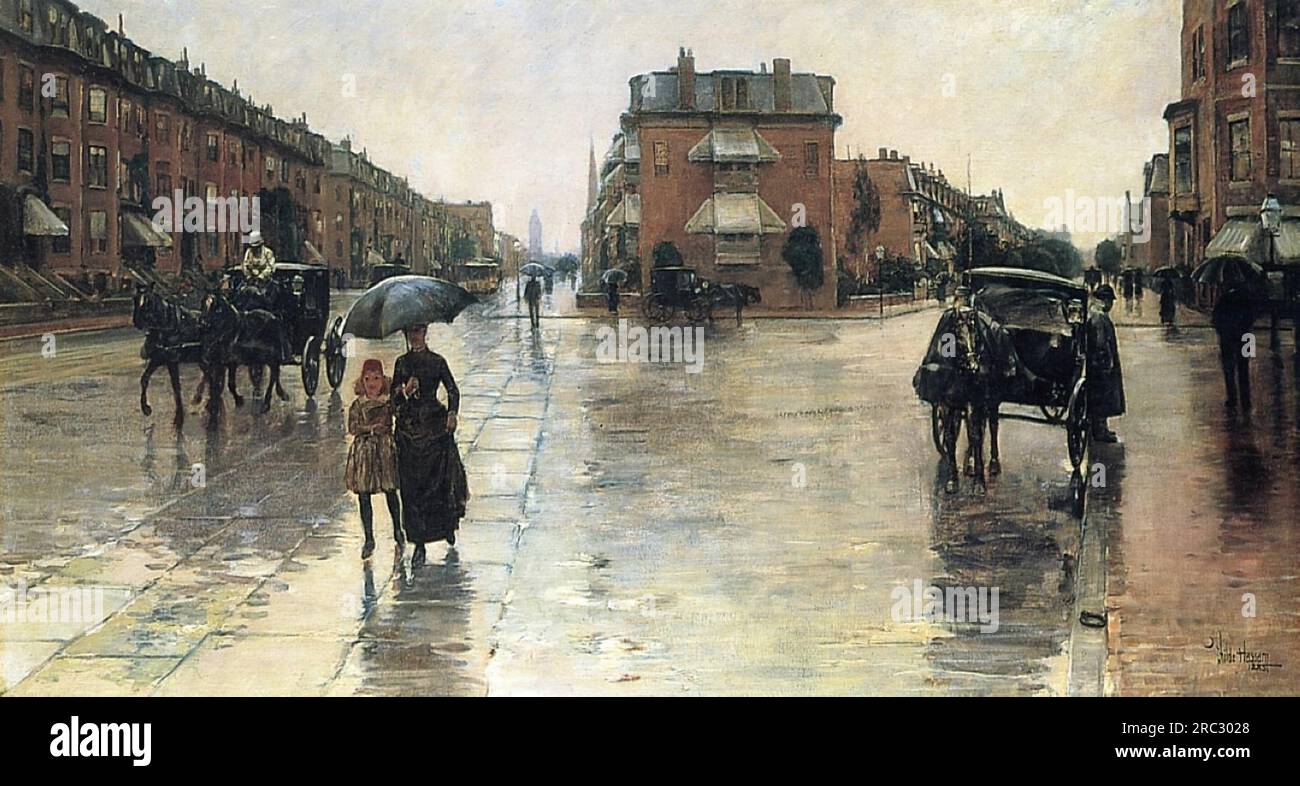 A Rainy Day in Boston 1885 by Childe Hassam Stock Photo - Alamy