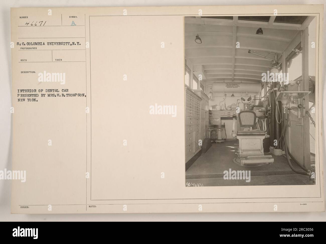 Interior of dental car presented by Mrs. V.B. Thompson, New York. The ...