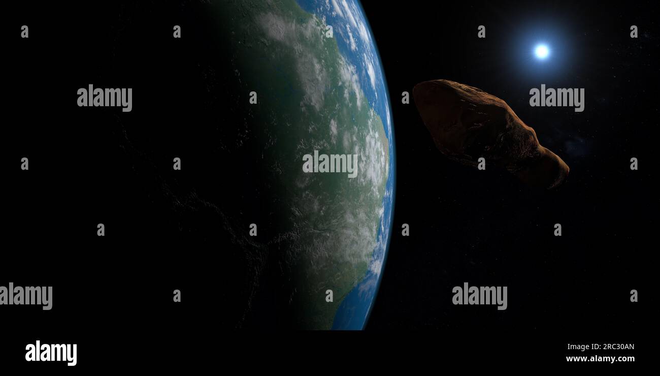 Toutatis asteroid orbiting near of earth planet Stock Photo - Alamy