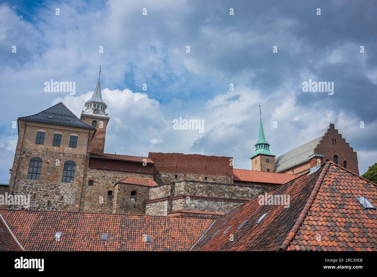 Akershus Fortress in Oslo, Norway that was built during the Middle Ages ...