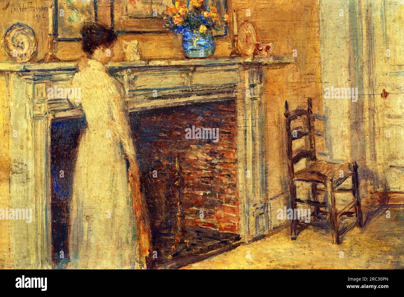 The Fireplace 1912 by Childe Hassam Stock Photo - Alamy
