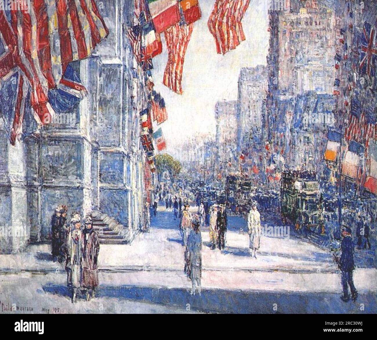 Early morning on the avenue in May 1917 by Childe Hassam Stock Photo ...