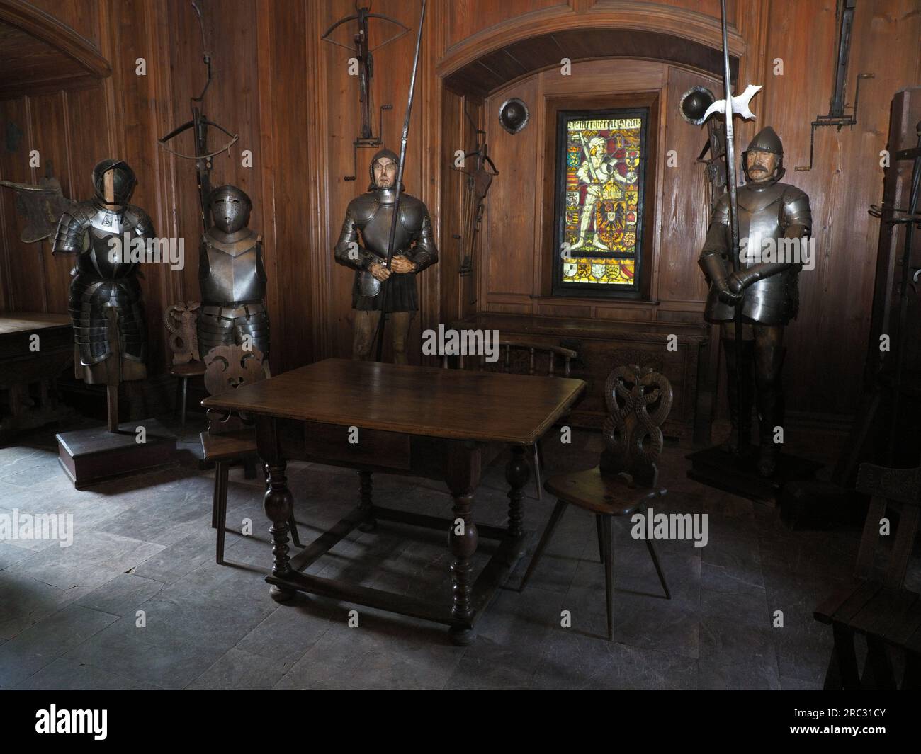 Armory room of Koenigsbourg castle in european ORSCHWILLER town of ...