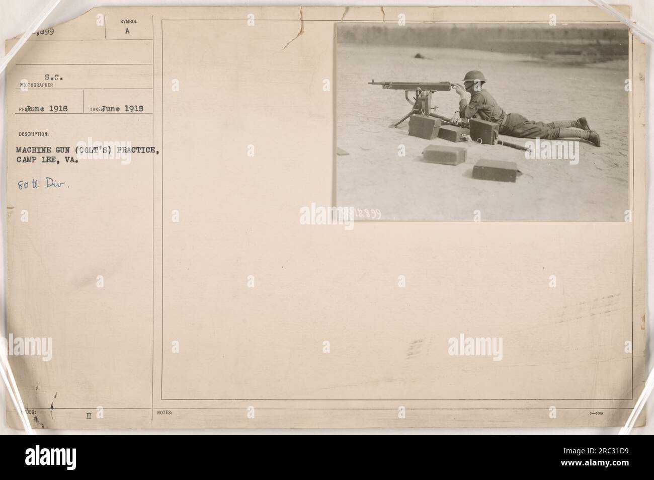Soldiers at Camp Lee, VA, seen practicing with Colt's machine guns ...
