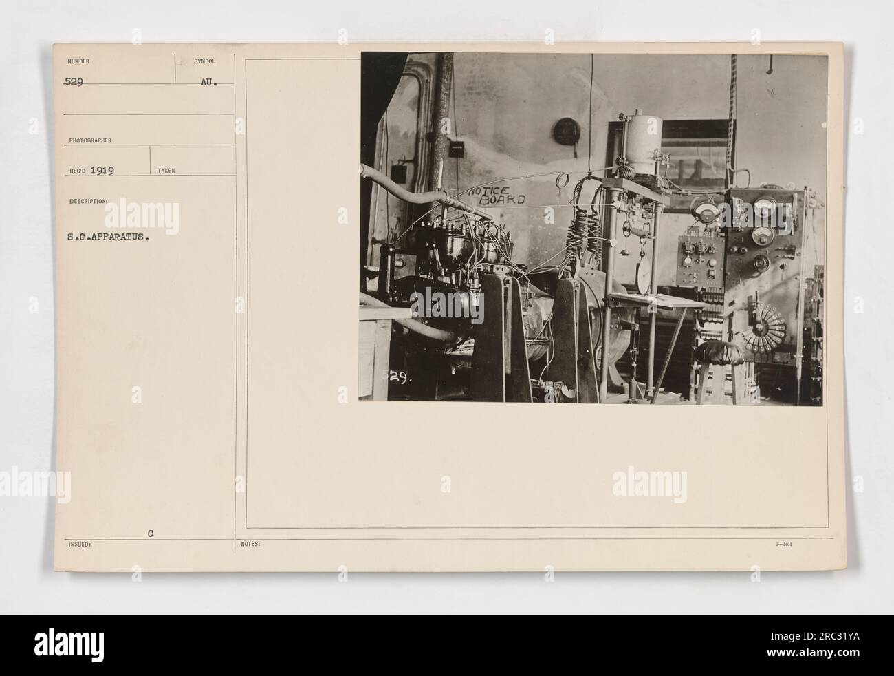 Interior view of a radio room showcasing Signal Corps apparatus. This ...