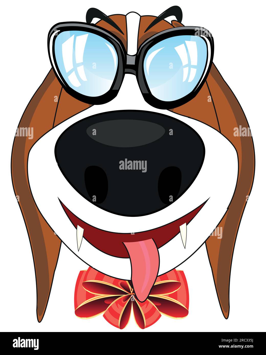 Comic illustration of the dog bespectacled on white background is ...