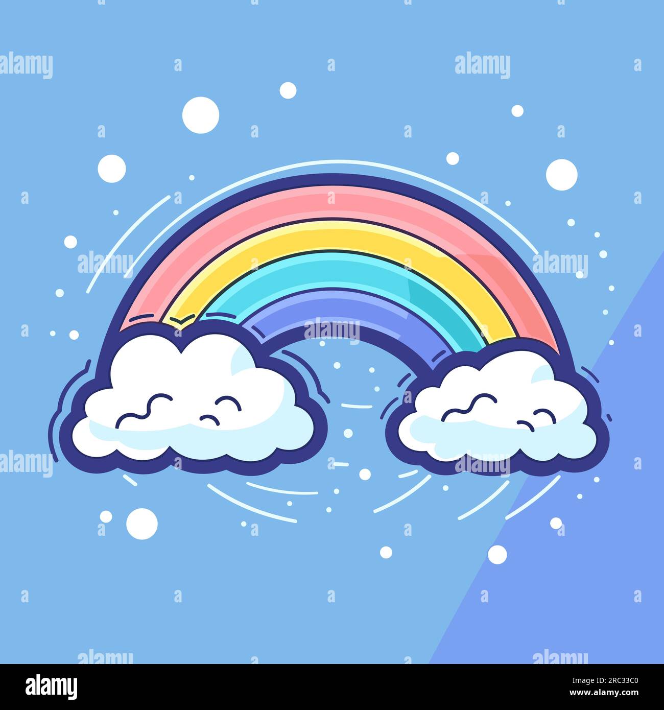 Rainbow. Rainbow hand-drawn comic illustration. Vector doodle style ...