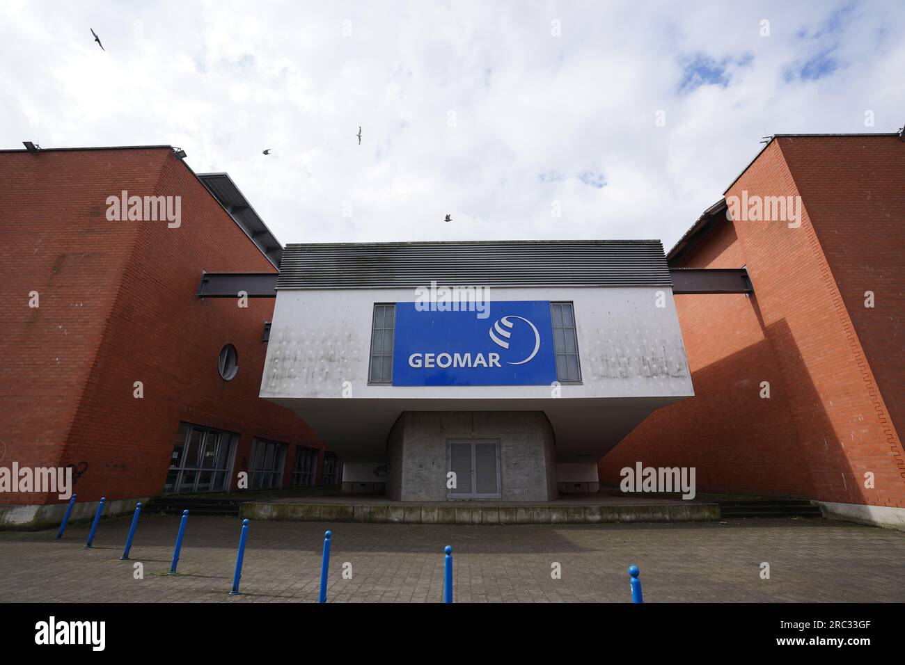 Kiel, Germany. 12th July, 2023. A large Geomar logo can be seen on the ...