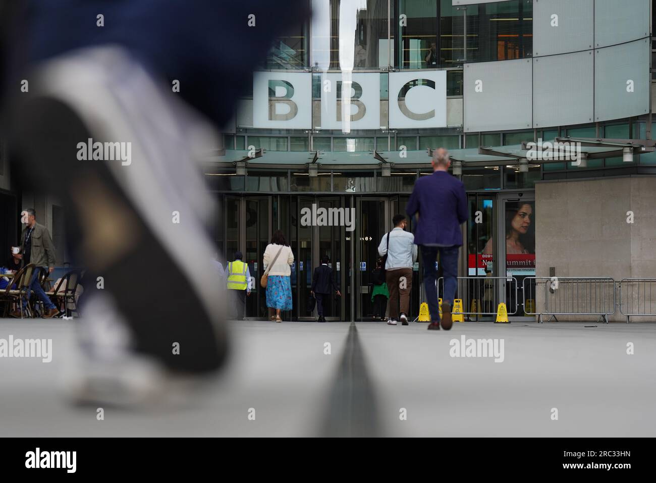 Signage outside BBC Broadcasting house, in central London, after a male ...