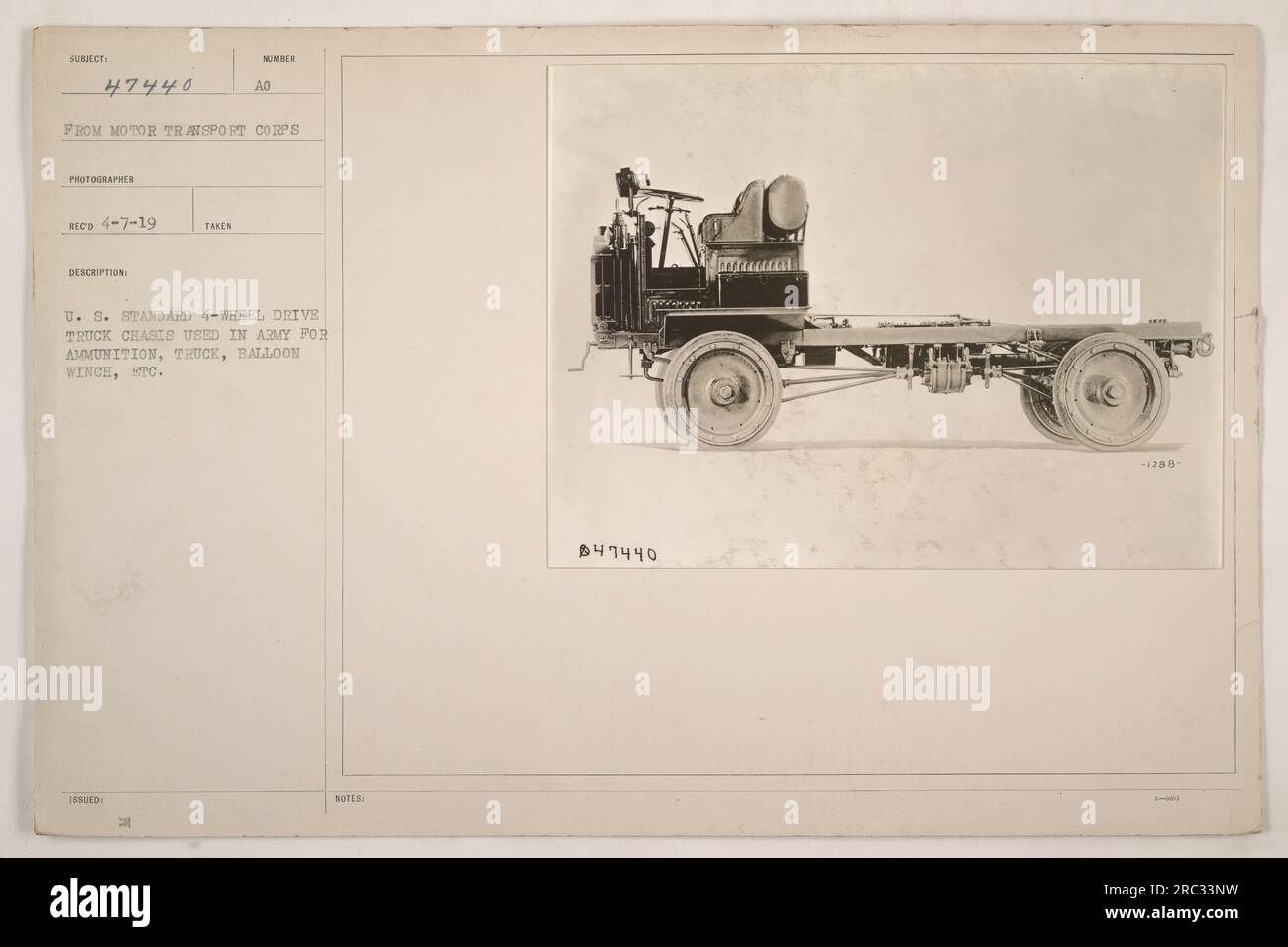 U.S. standard 4-wheel drive truck chassis used in the Army during World ...