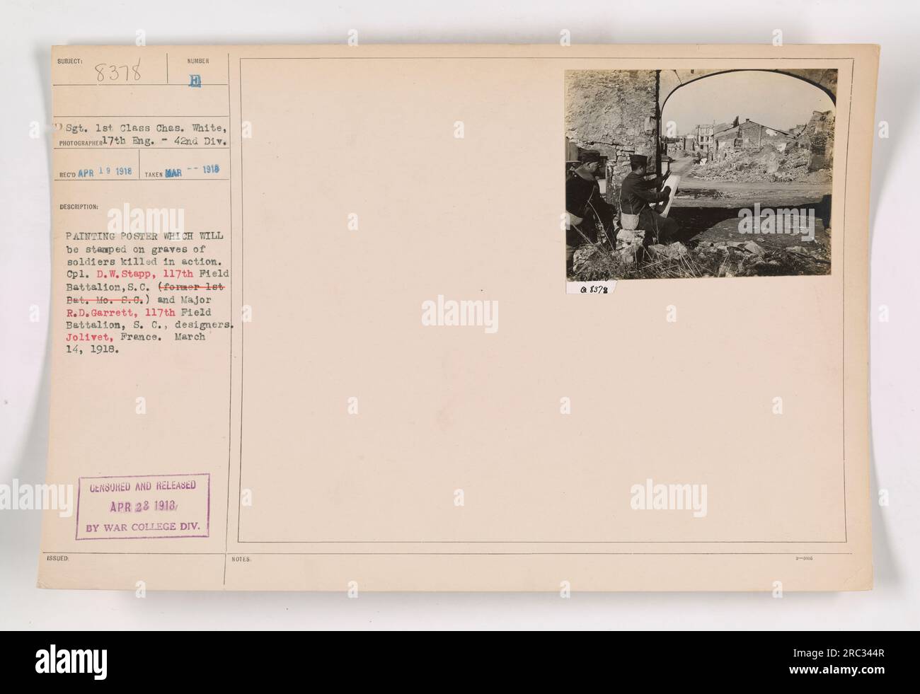 Image ID: 111-SC-8378 Description: Sgt. 1st Class Chas. White of the ...
