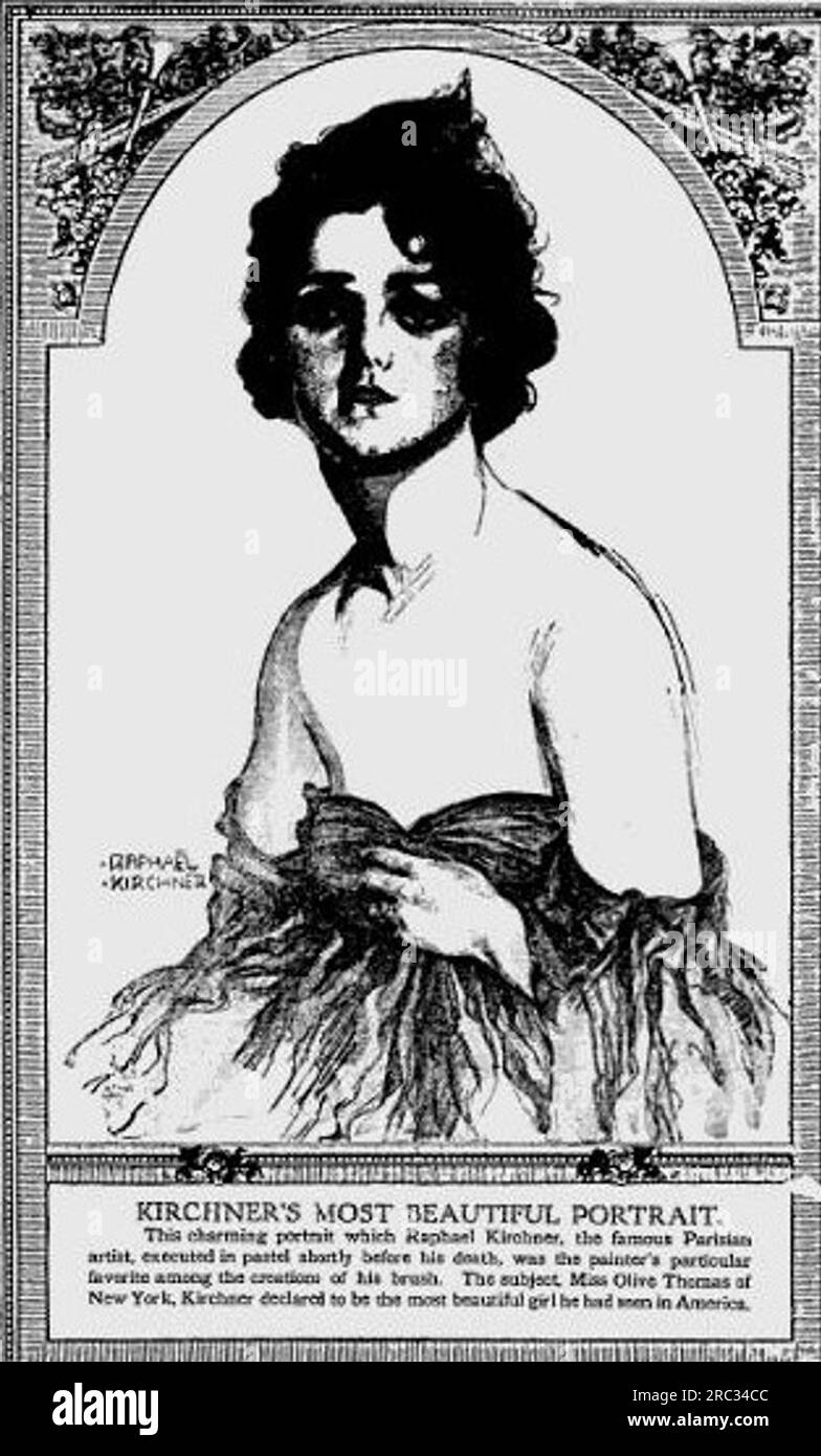 Olive Thomas, The Pittsburgh Press 1917 by Raphael Kirchner Stock Photo ...