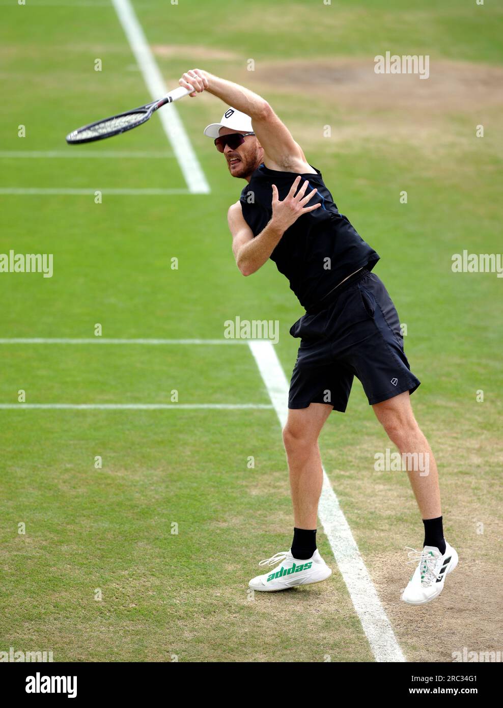 Jamie Murray in action on the practice courts on day ten of the 2023 ...