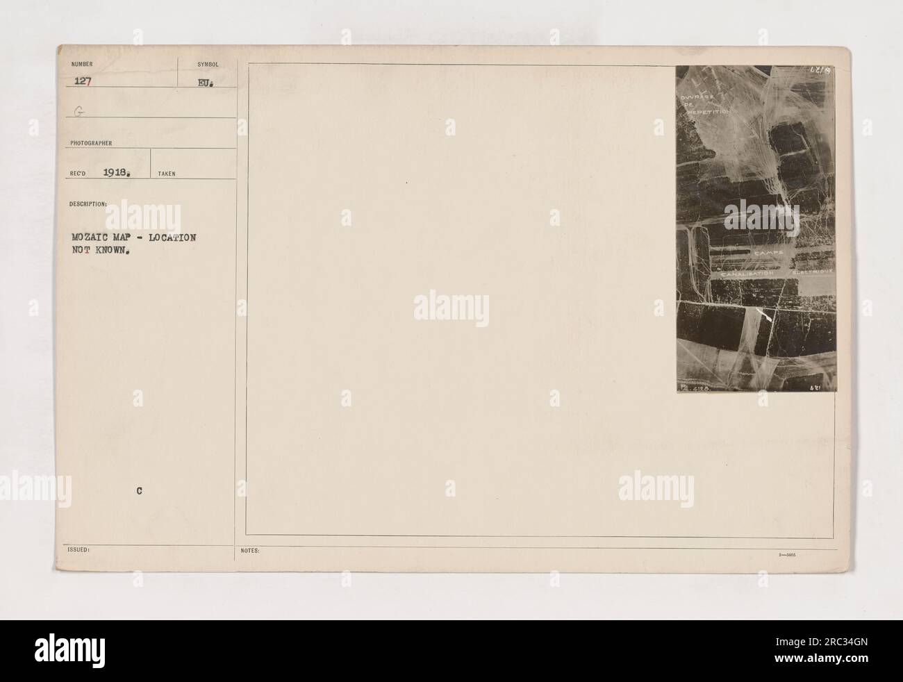 This photograph from 1918 shows a mosaic map, its location unknown. It ...