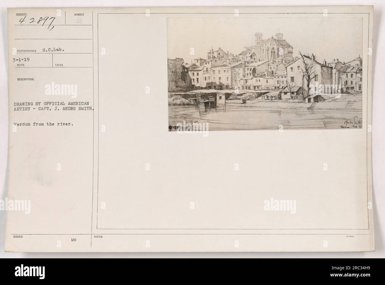 Official American artist Captain J. Andre Smith's drawing depicts the ...