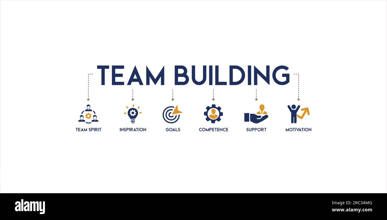 Team building building banner web icon vector illustration concept with ... Team building building banner web icon vector illustration concept with ...