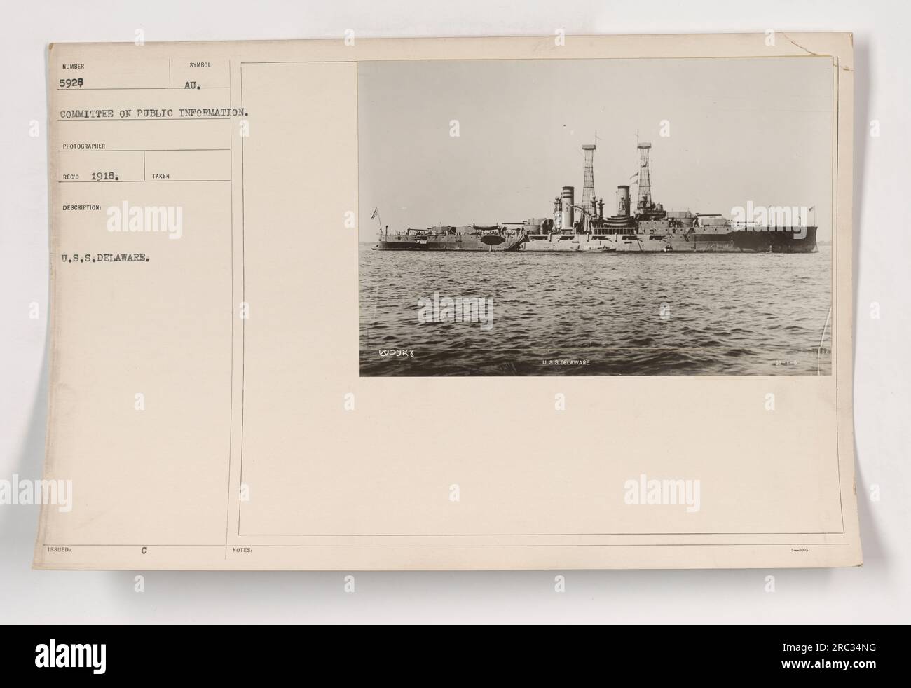 Photograph of the USS Delaware during World War One, taken in the 1910s ...