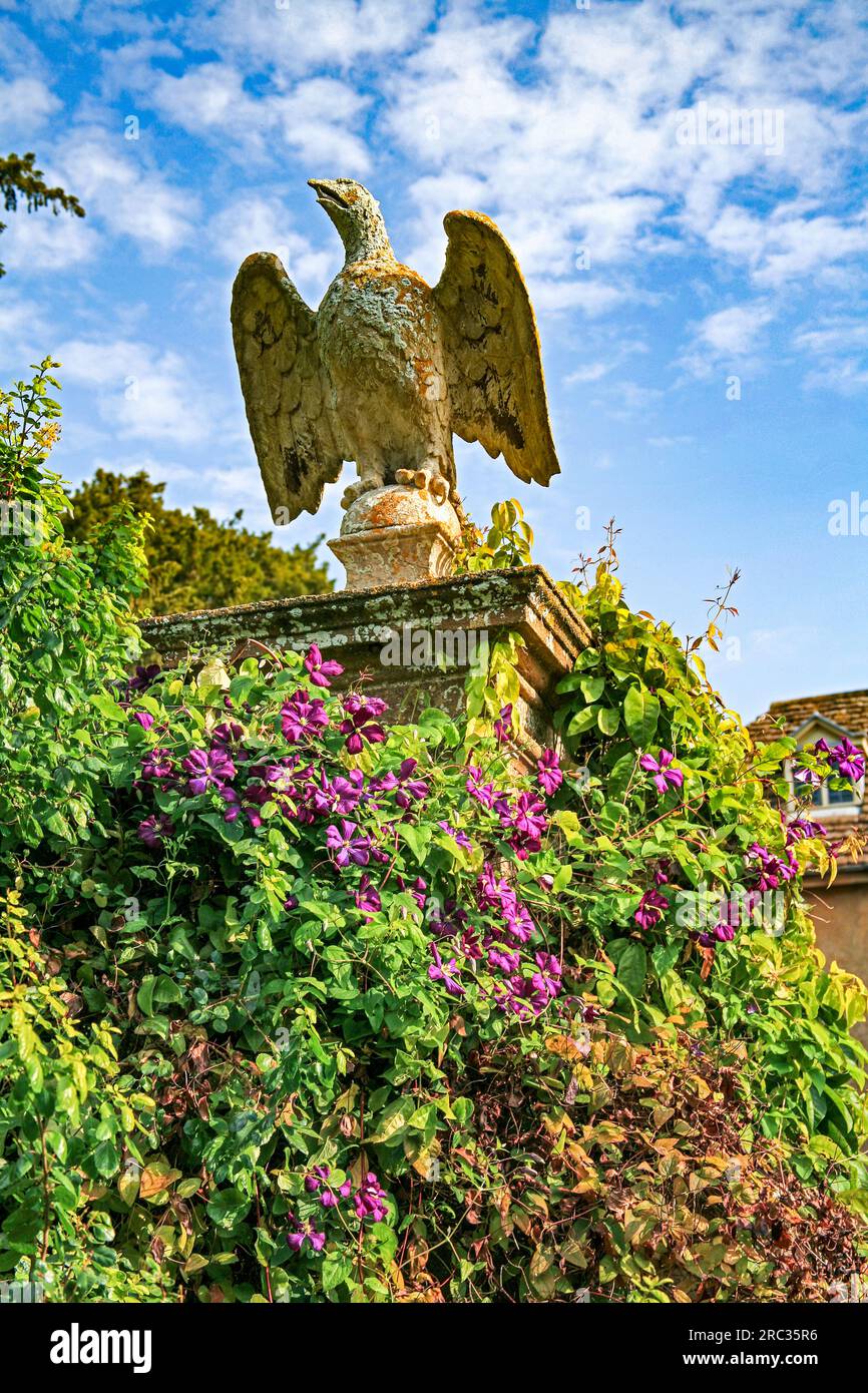 A stone eagle in Eagle Court at Tintinhull House Gardens nr Yeovil, Somerset, England, UK Stock ...