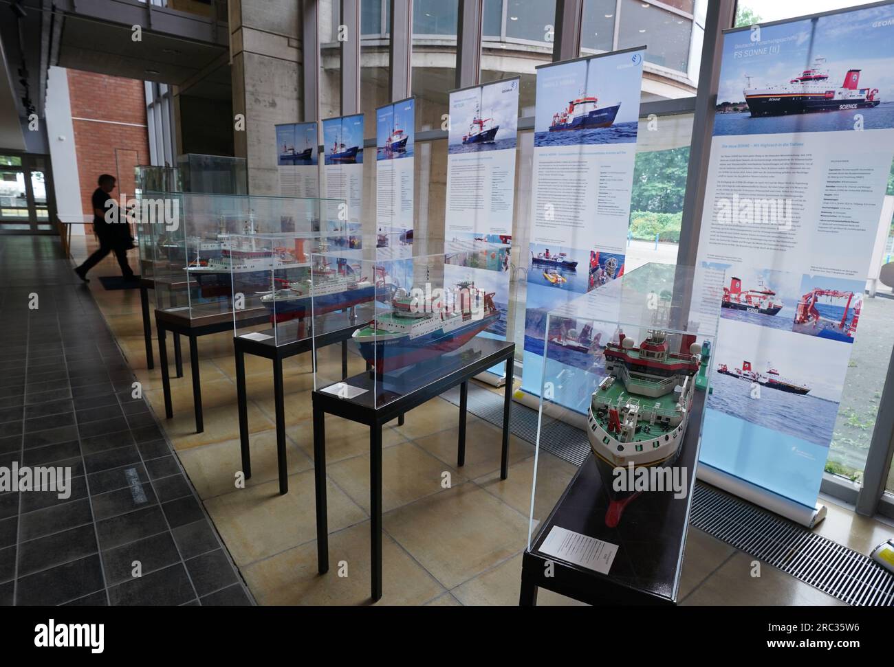 Kiel, Germany. 12th July, 2023. Ship models of German research vessels ...