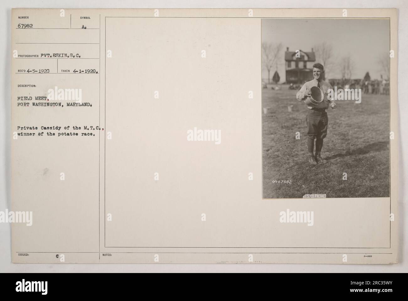 Private Cassidy of the Motor Transport Corps (M.T.C.) wins the potato ...