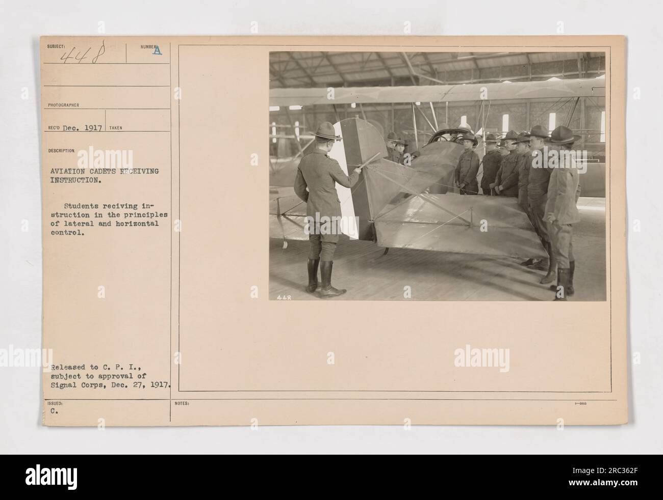 Aviation cadets receiving instruction in the principles of lateral and ...