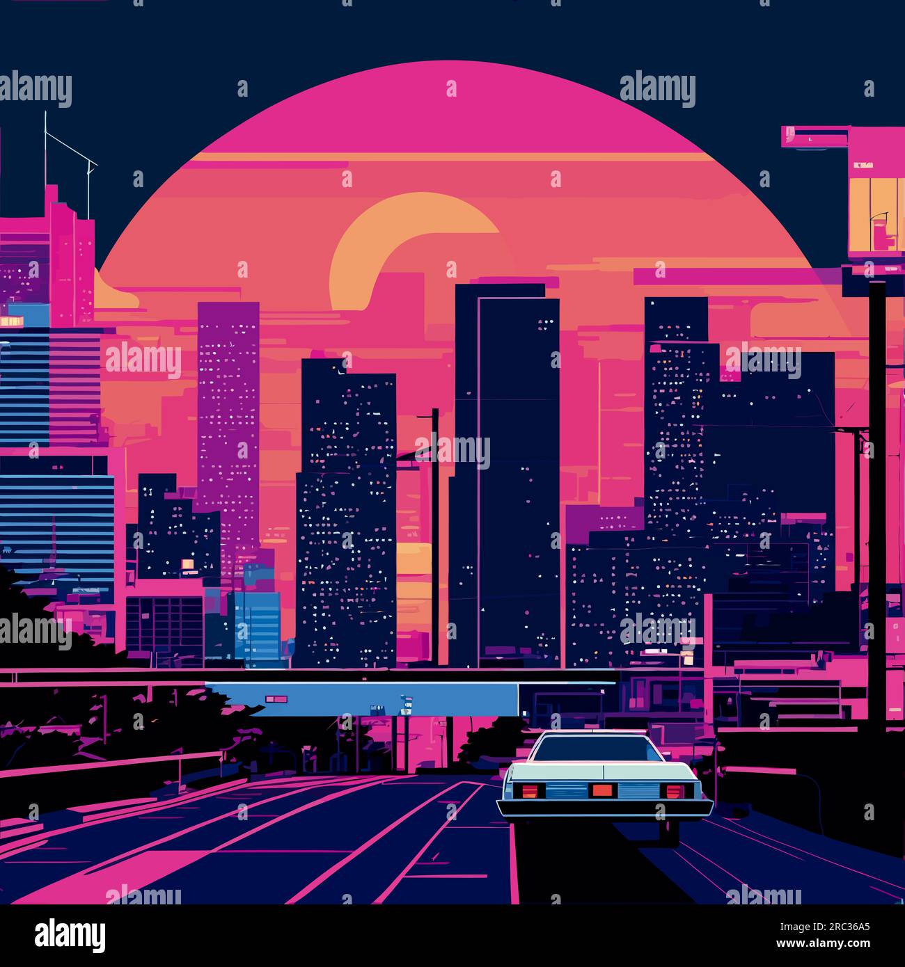 Japanese neon illustration hi-res stock photography and images - Alamy