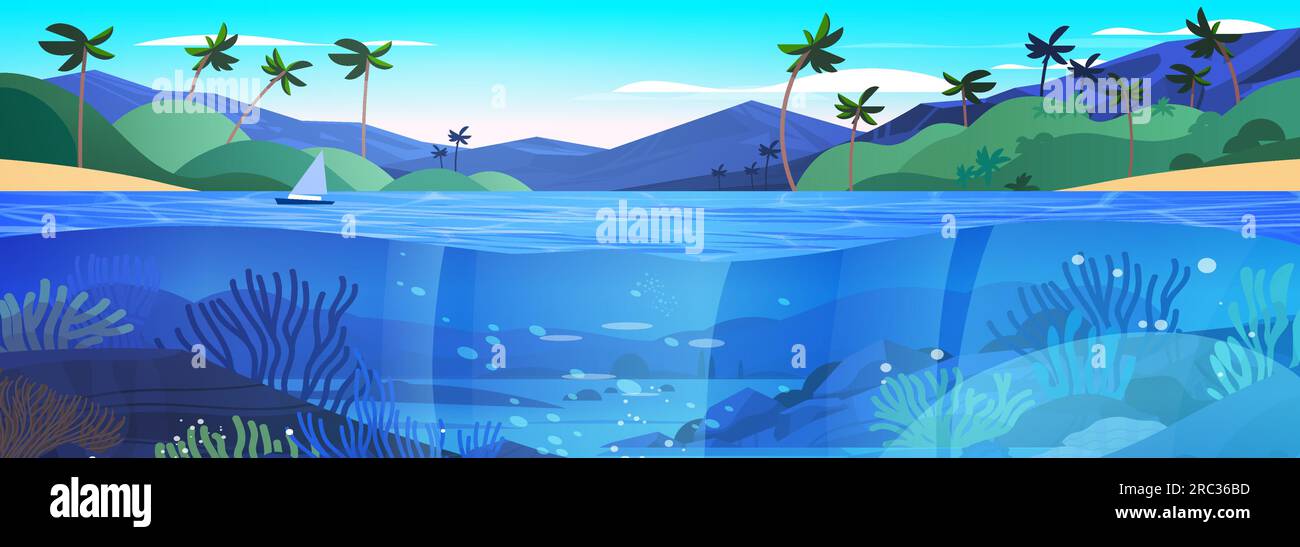 sea or ocean marine fauna with fish and coral reef underwater ...