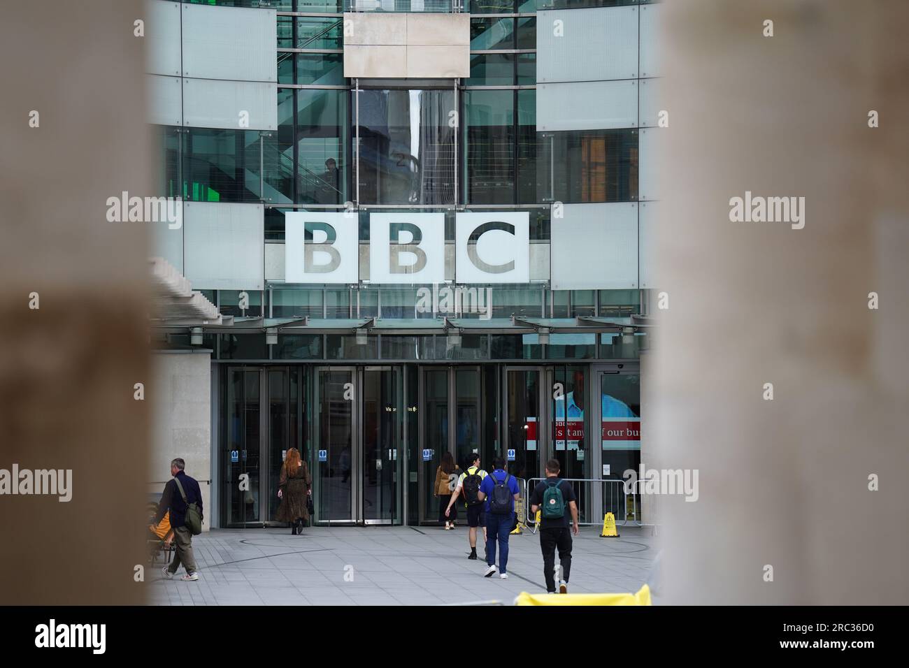 Signage outside BBC Broadcasting house, in central London, after a male ...