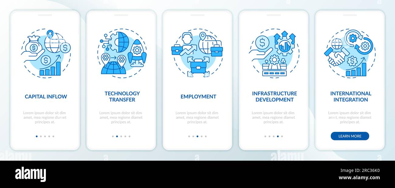 Foreign direct investment concept with thin line icons Stock Vector ...