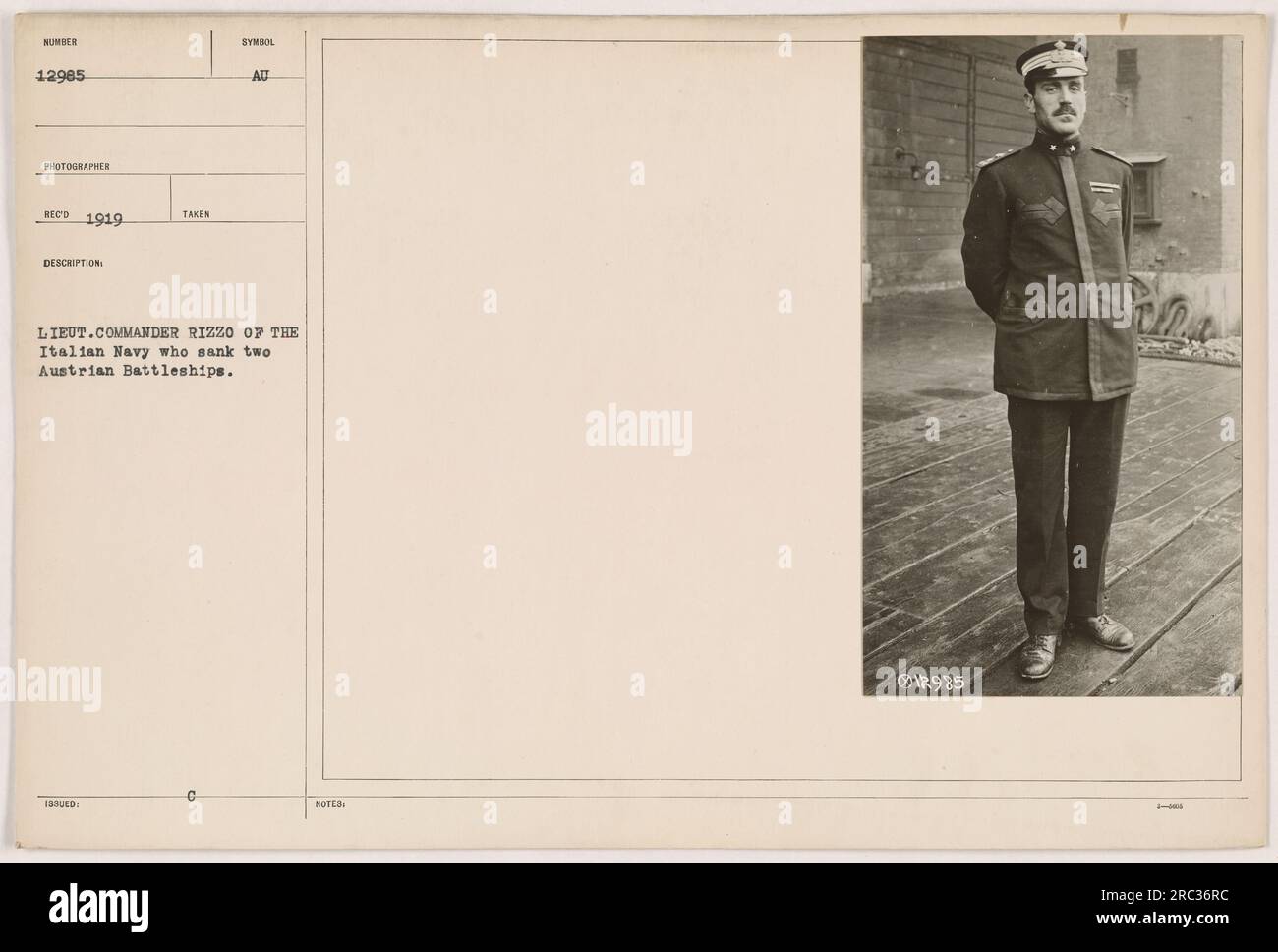 Lieutenant Commander Rizzo of the Italian Navy, who successfully sank ...