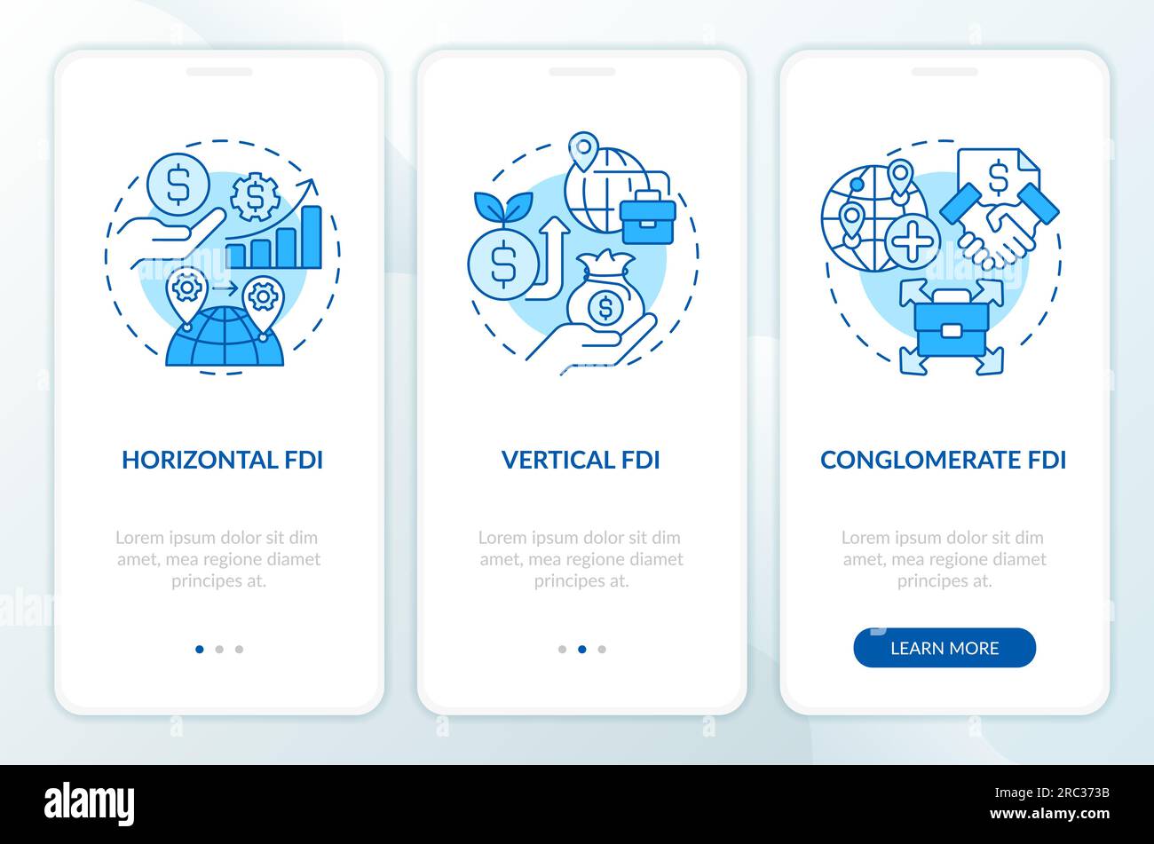 Foreign direct investment concept with linear icons Stock Vector Image ...