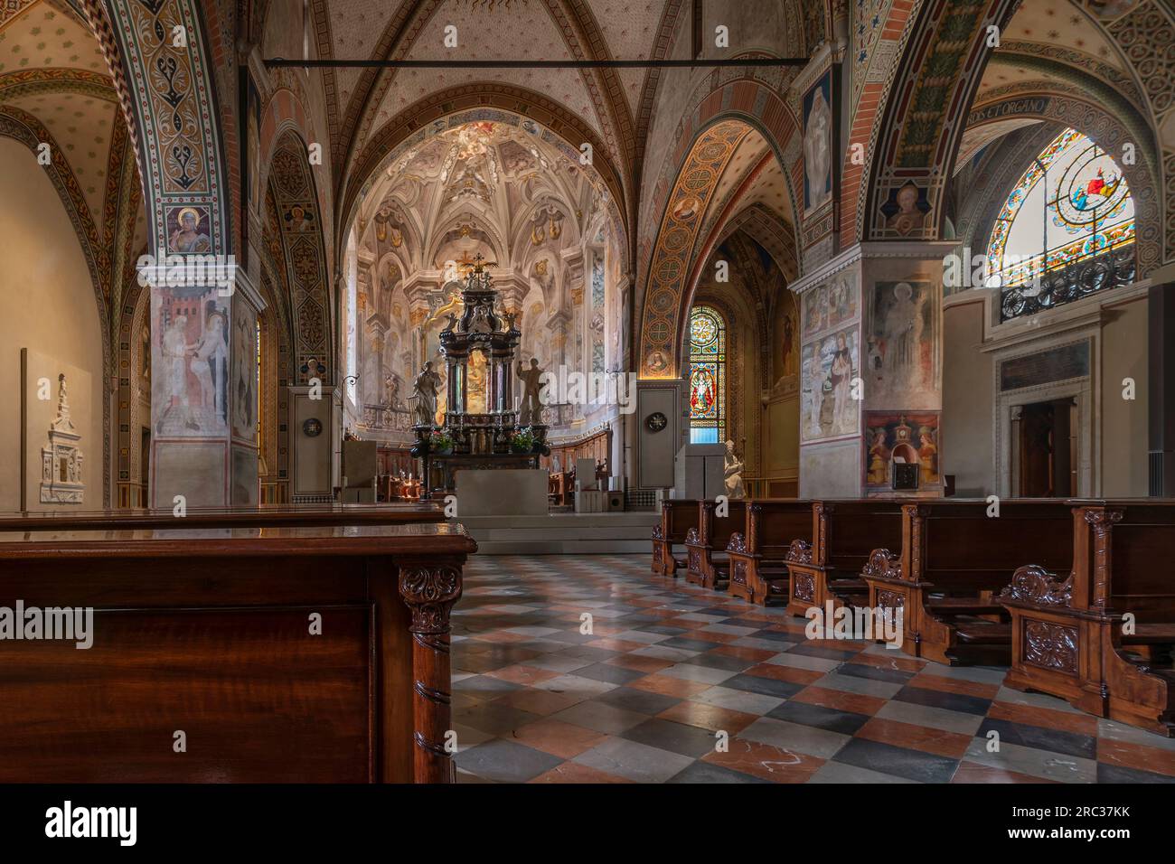 The interior of the Cathedral of San Lorenzo, Lugano, Switzerland Stock ...