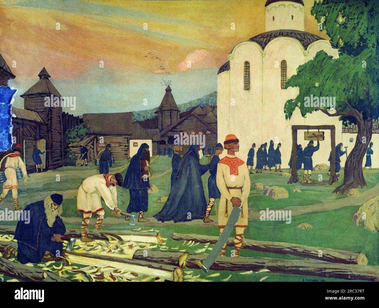 In the monastery 1907 by Boris Kustodiev Stock Photo - Alamy