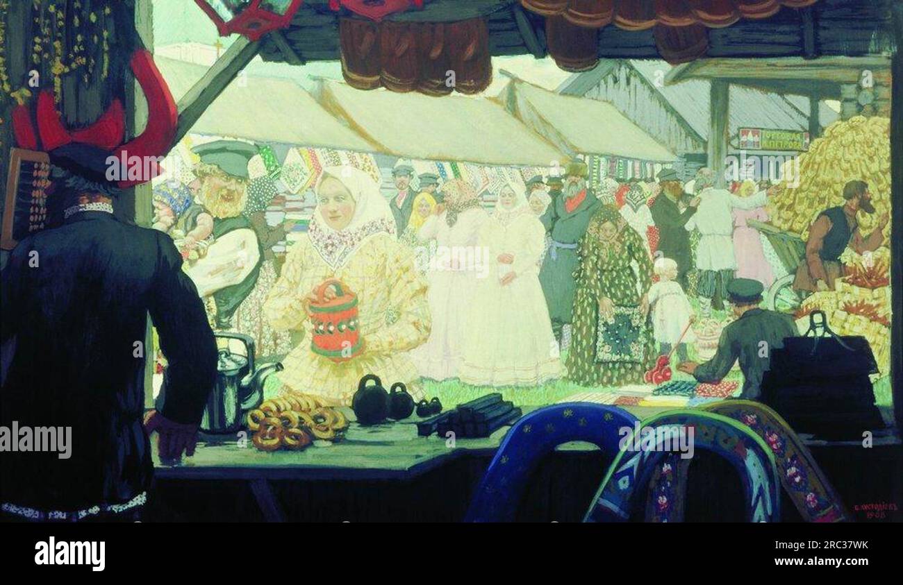 Fair 1908 by Boris Kustodiev Stock Photo - Alamy