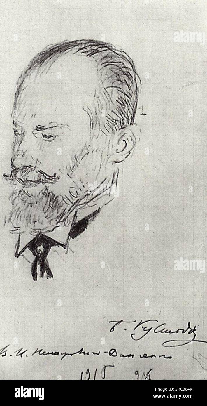 Portrait of Vladimir Nemirovich-Danchenko 1915 by Boris Kustodiev Stock ...
