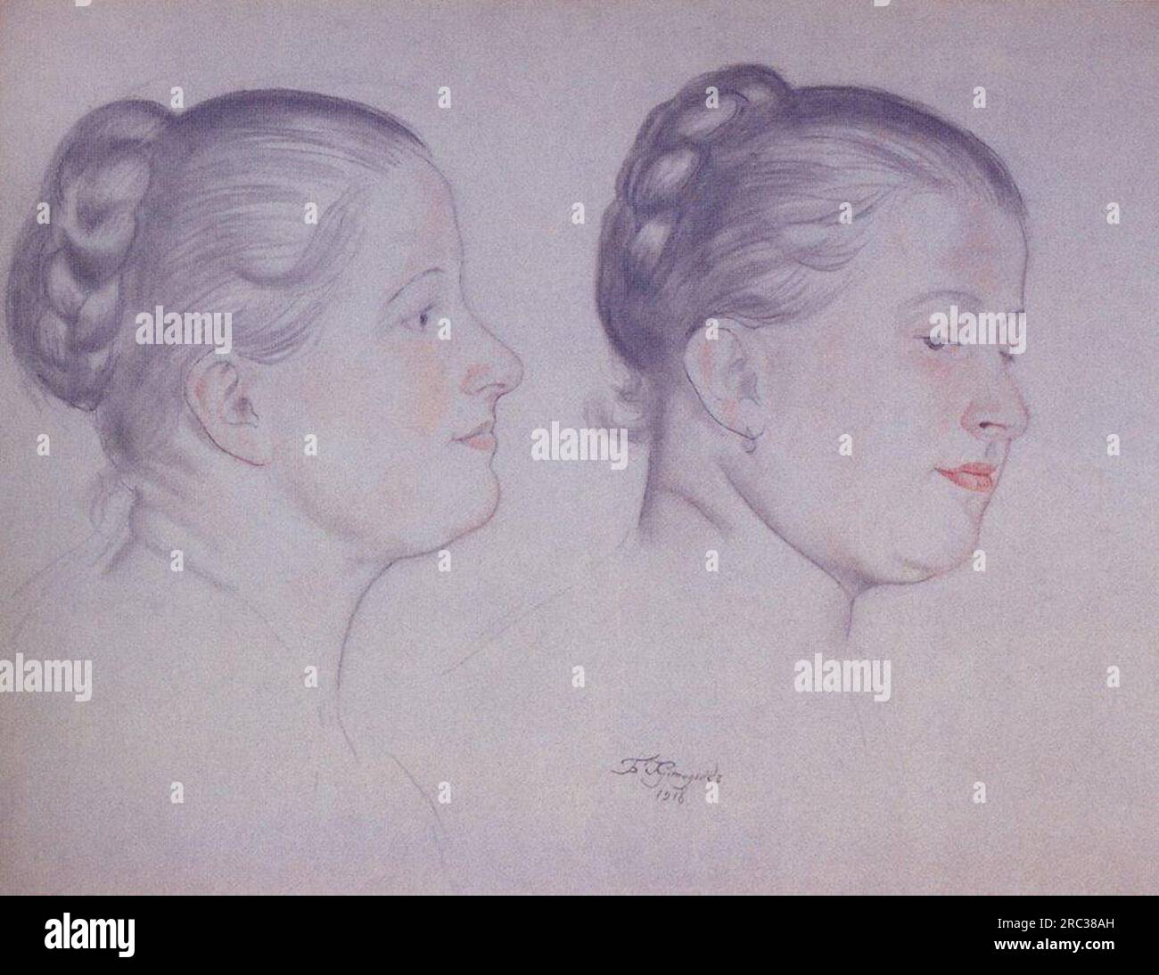 Two portraits of Annushka 1918 by Boris Kustodiev Stock Photo - Alamy