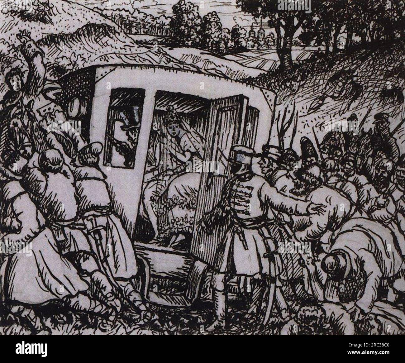 The attack on the wedding carriage 1919 by Boris Kustodiev Stock Photo ...