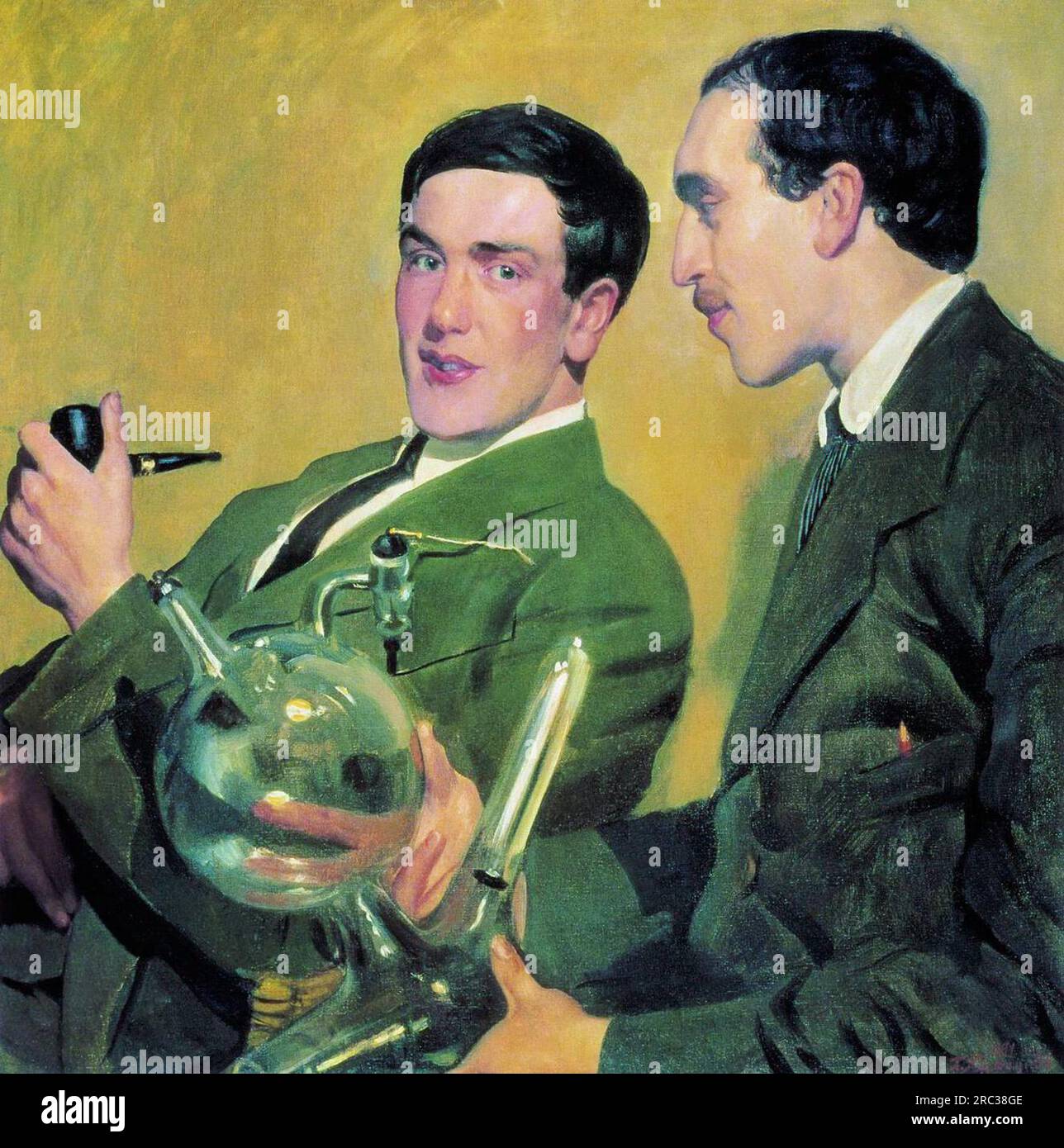 Portrait of Peter Kapitza and Nikolai Semyonov 1921 by Boris Kustodiev ...