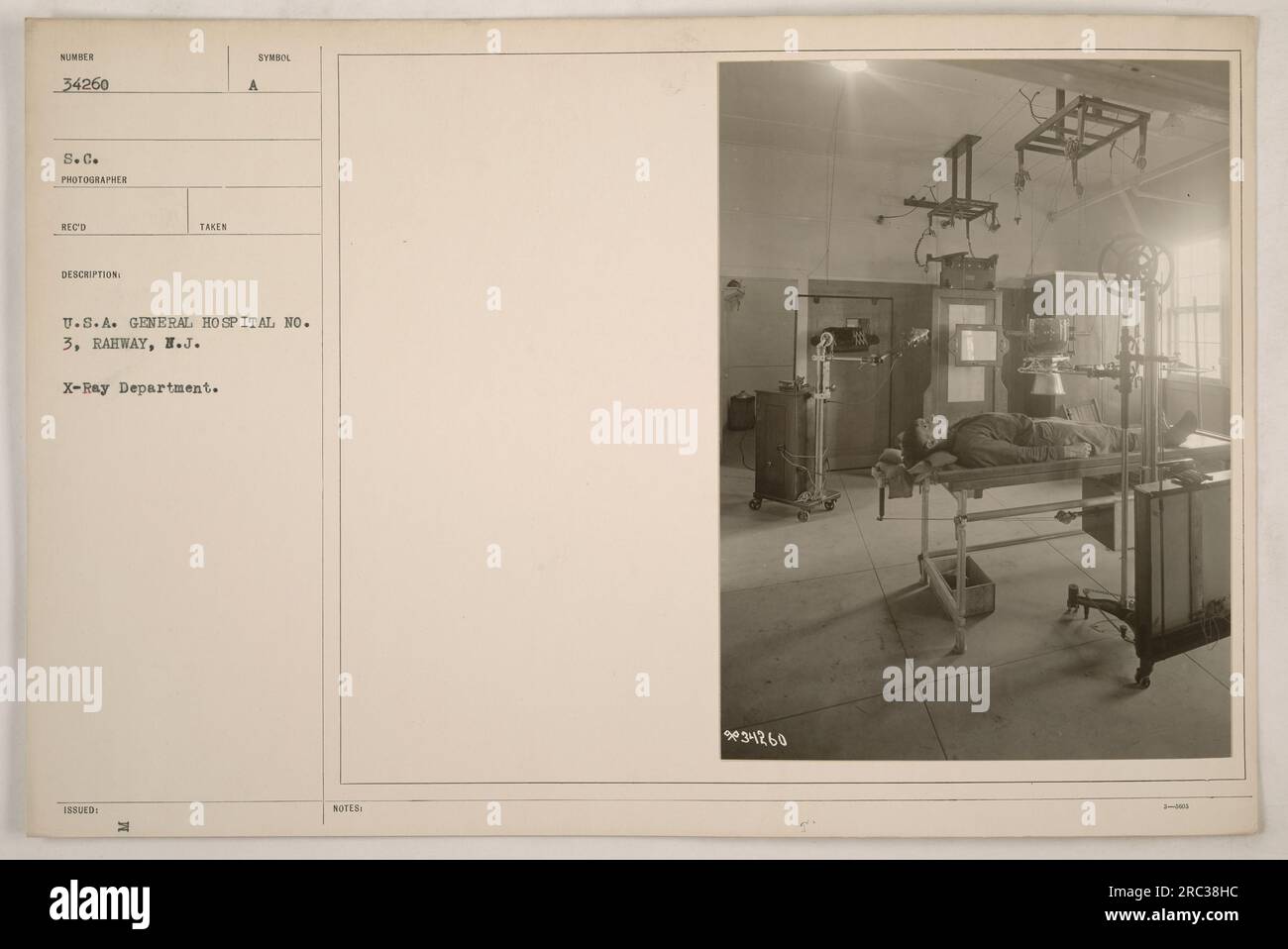 This photograph shows the X-Ray Department at U.S.A. General Hospital ...