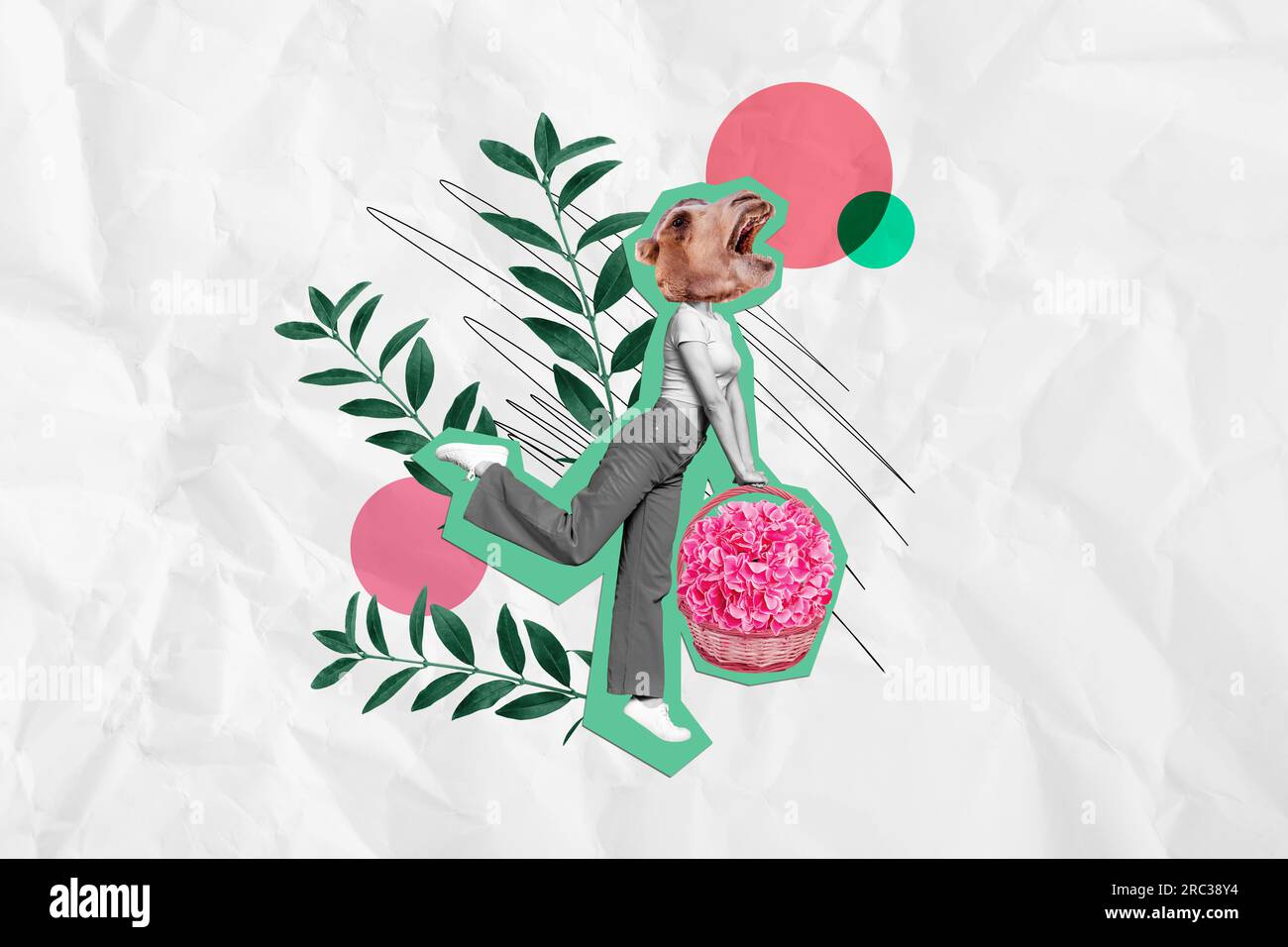 Photo banner creative collage illustration of headless charming woman ...