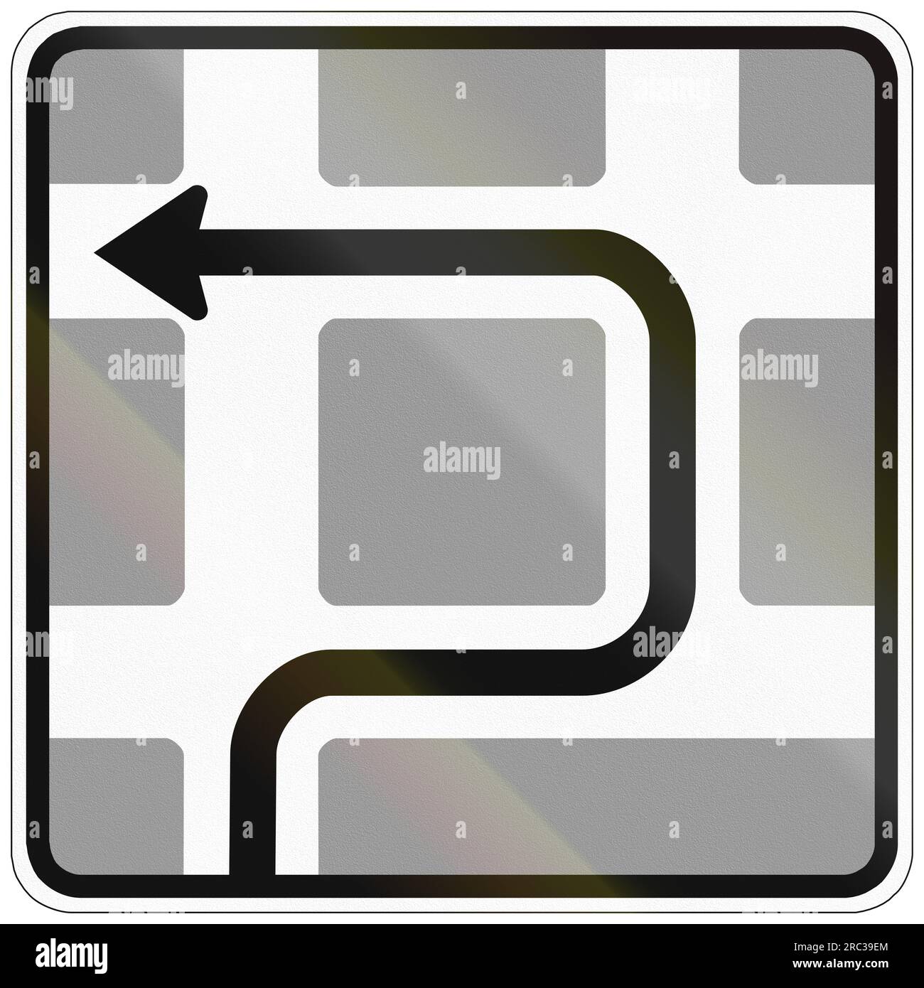 German traffic sign showing a strange route, resembling a Michigan Left ...