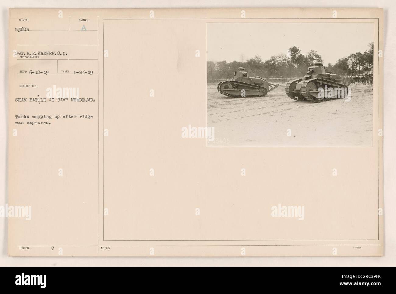 Tanks clearing the area after capturing a ridge during a sham battle at ...