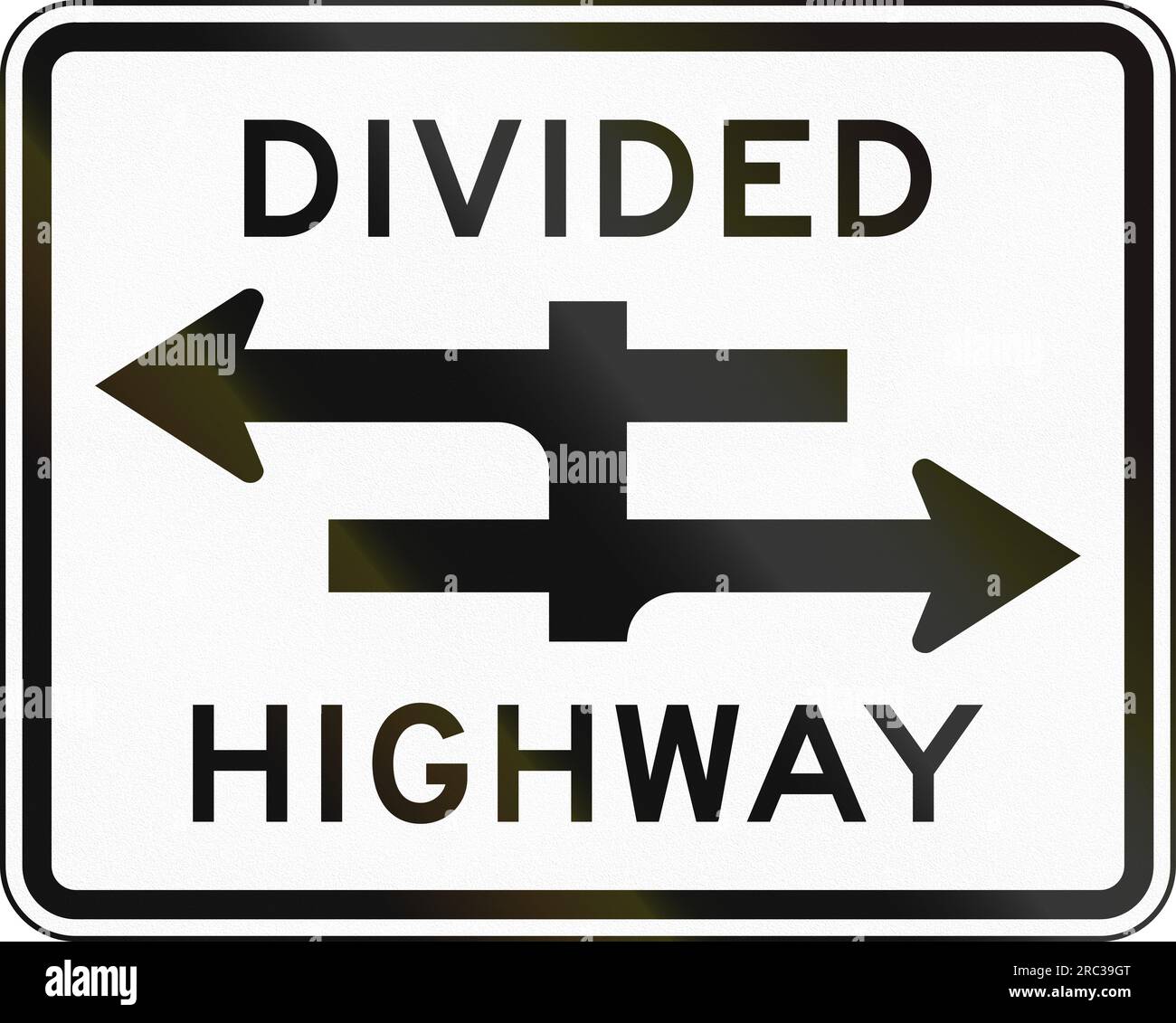 United States traffic sign: Divided Highway Stock Photo - Alamy