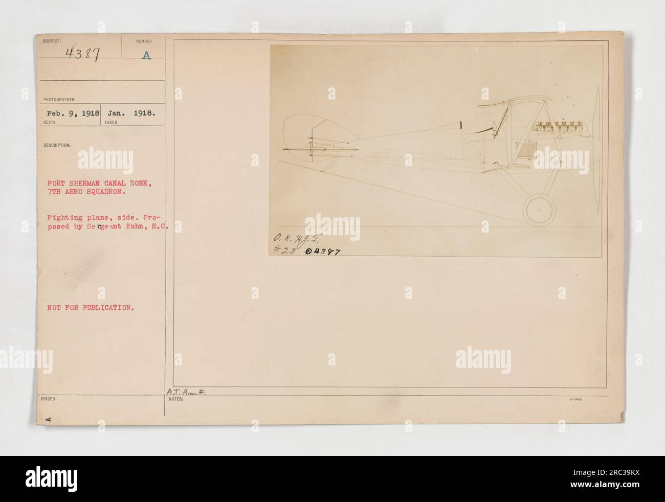 Fighting plane from the 7th Aero Squadron at Port Sherman in the Canal Zone, captured in a ...